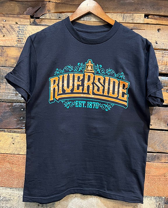 MT51 RIVERSIDE SCROLL MENS BLACK T-SHIRT